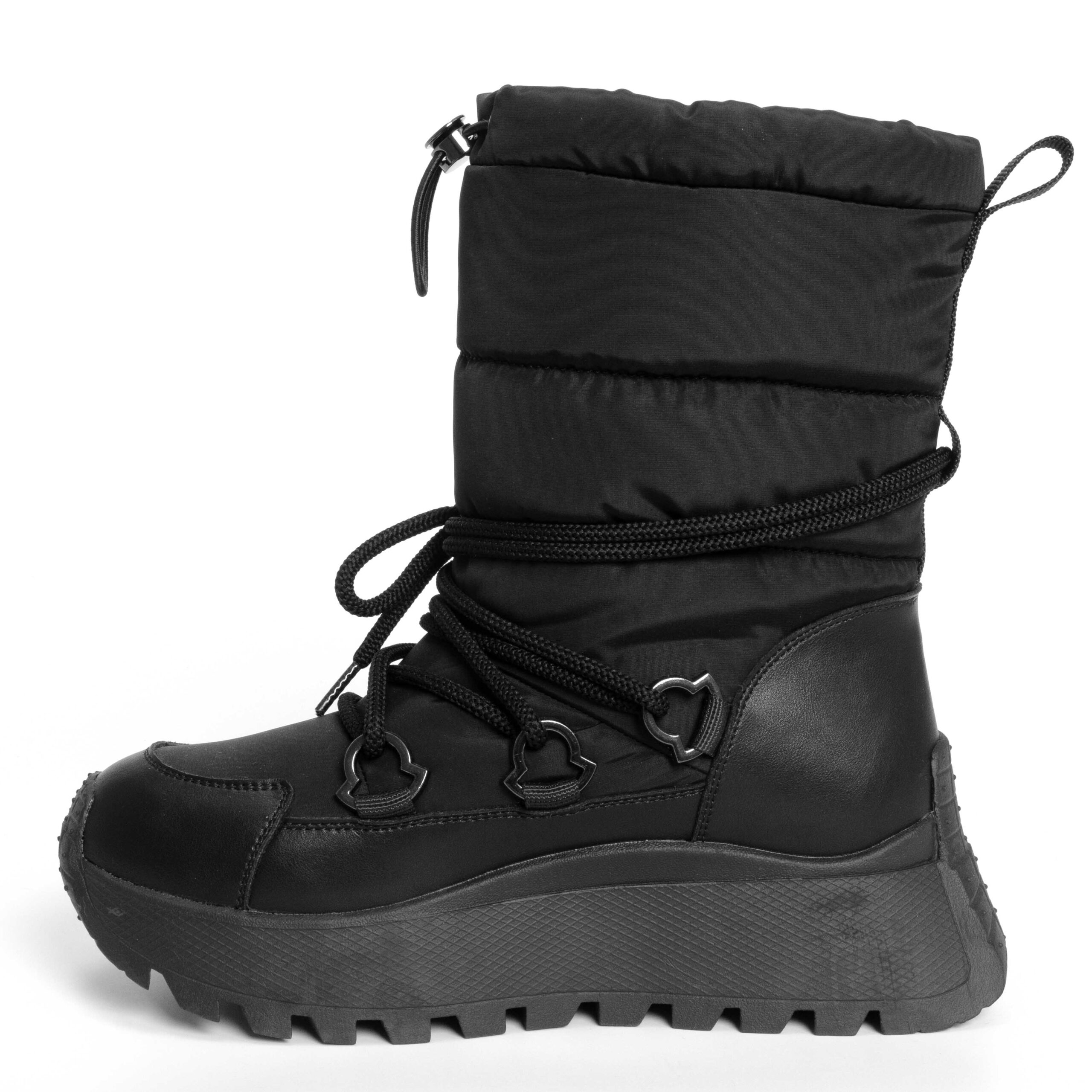 Women Platform Boots With Black PU Leather And Nylon